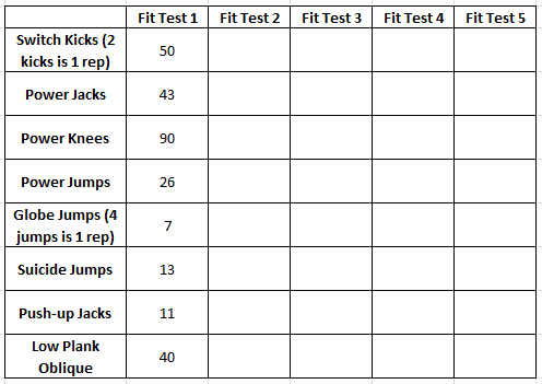 Insanity Fit Test List