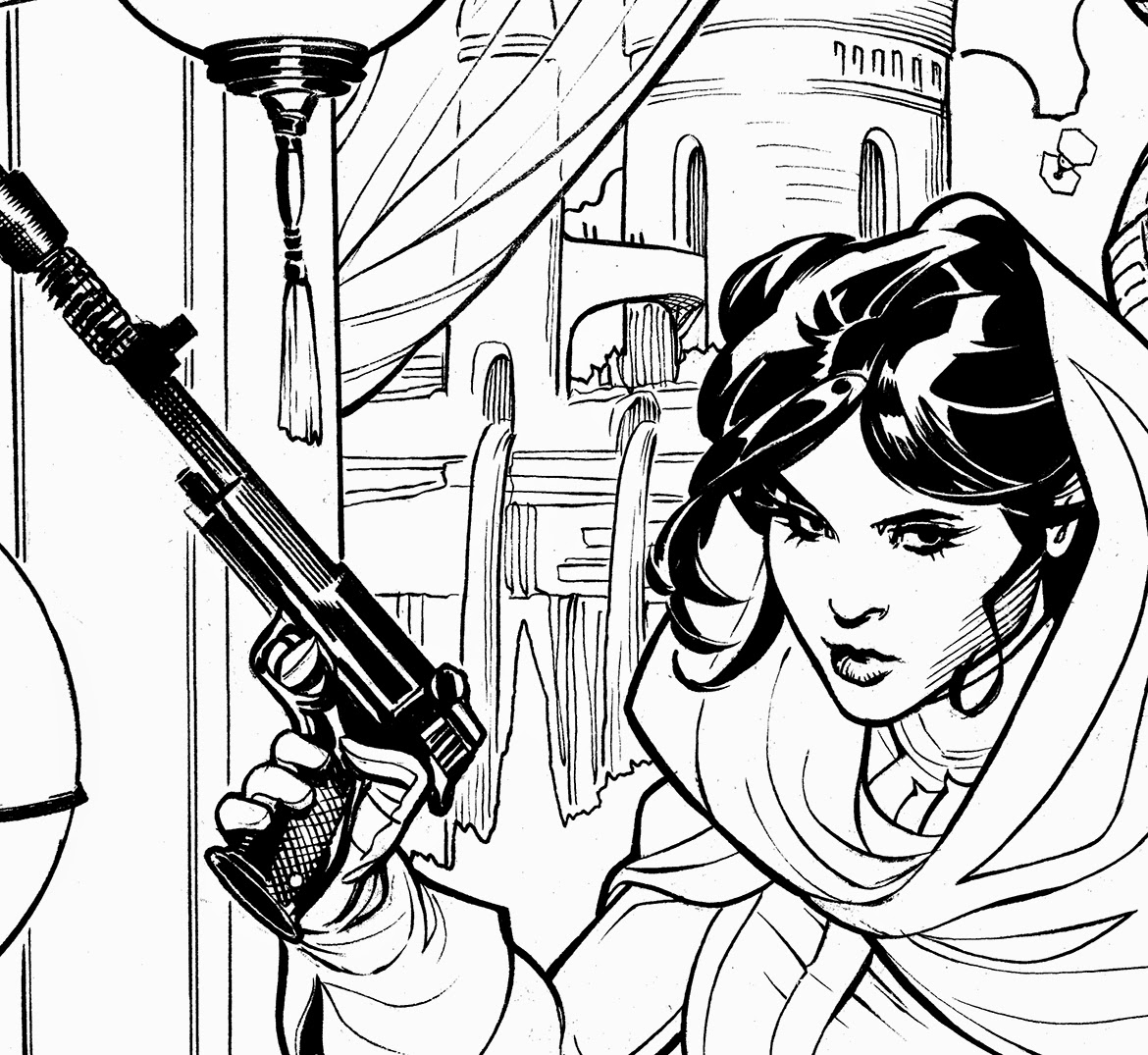 The Bombshellter: Closer look at Rachel's Inks on Princess Leia #2 Cover