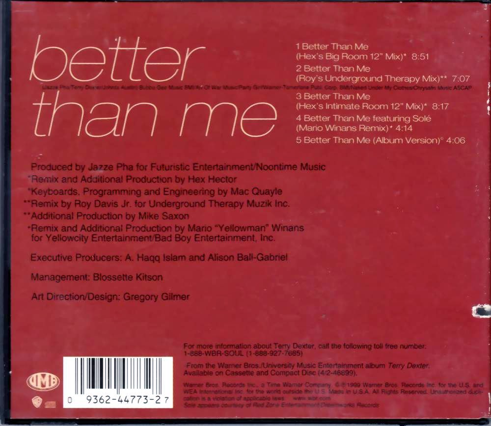 highest level of music: Terry Dexter - Better Than Me-(CDM)-1999-hlm