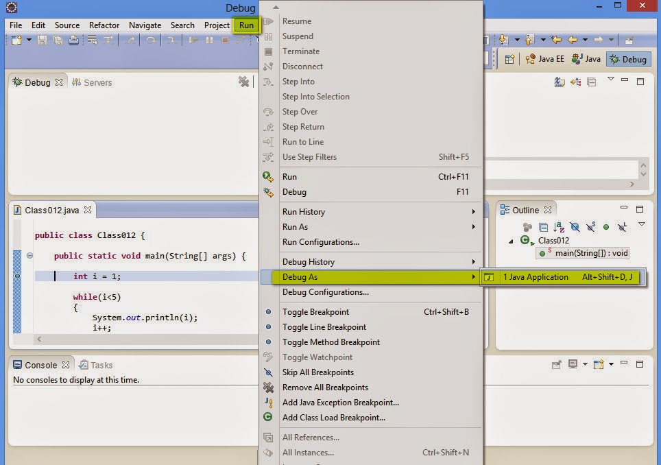 Selenium-By-Arun: 164. Debugging the Java Programs in Eclipse IDE