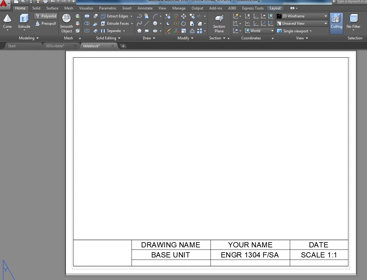 ENGR 1304: Title Block