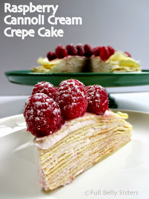 Raspberry Cannoli Cream Crepe Cake