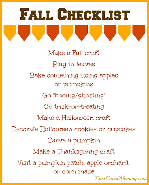 East Coast Mommy: Simple Fall Checklist {free printable}