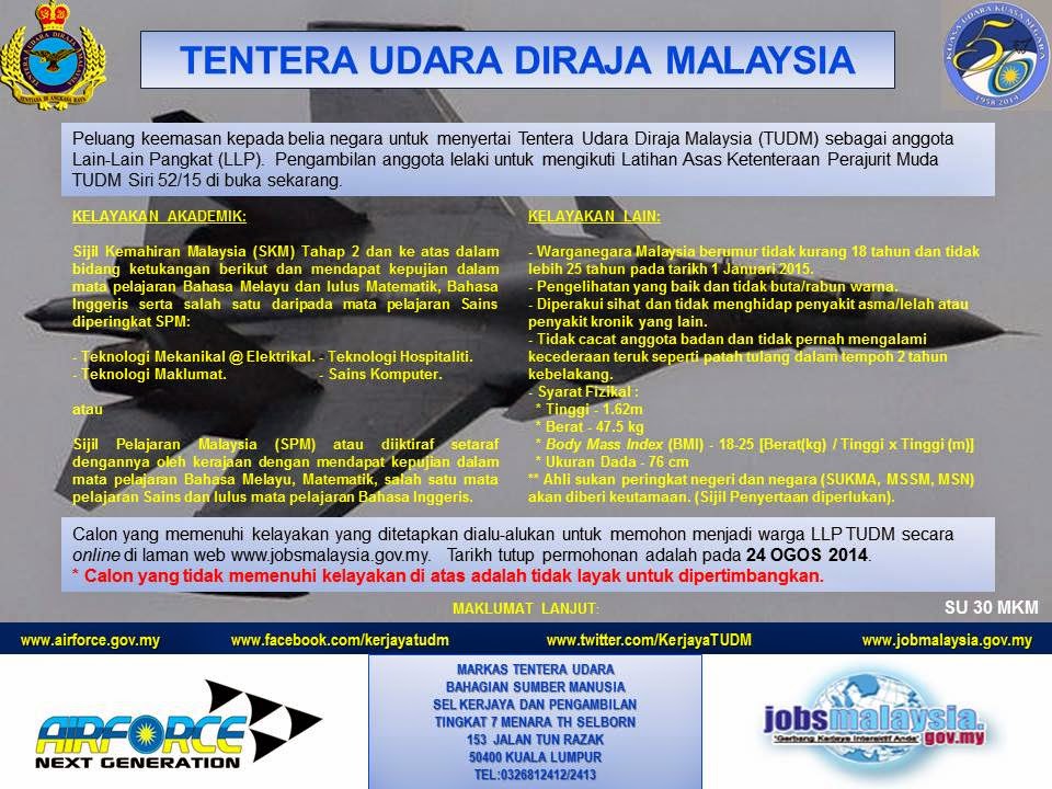 Jawatan Kosong Tentera Udara Diraja Malaysia (TUDM) (24 Ogos 2014 ...
