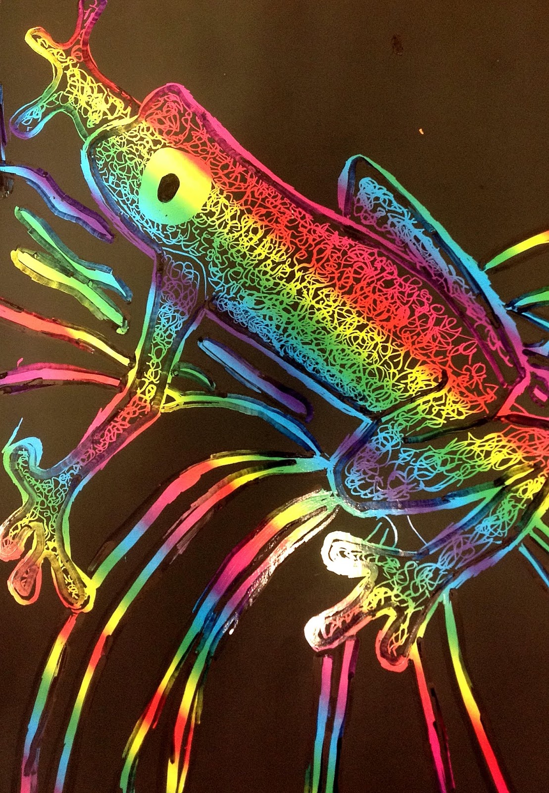 MIXED MEDIA SCRATCH ART - Frogs