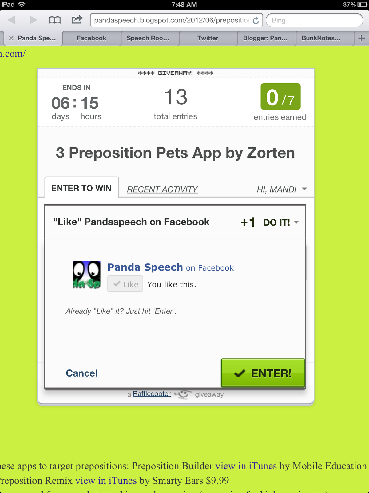 New Web Page! : Rafflecopter instructions