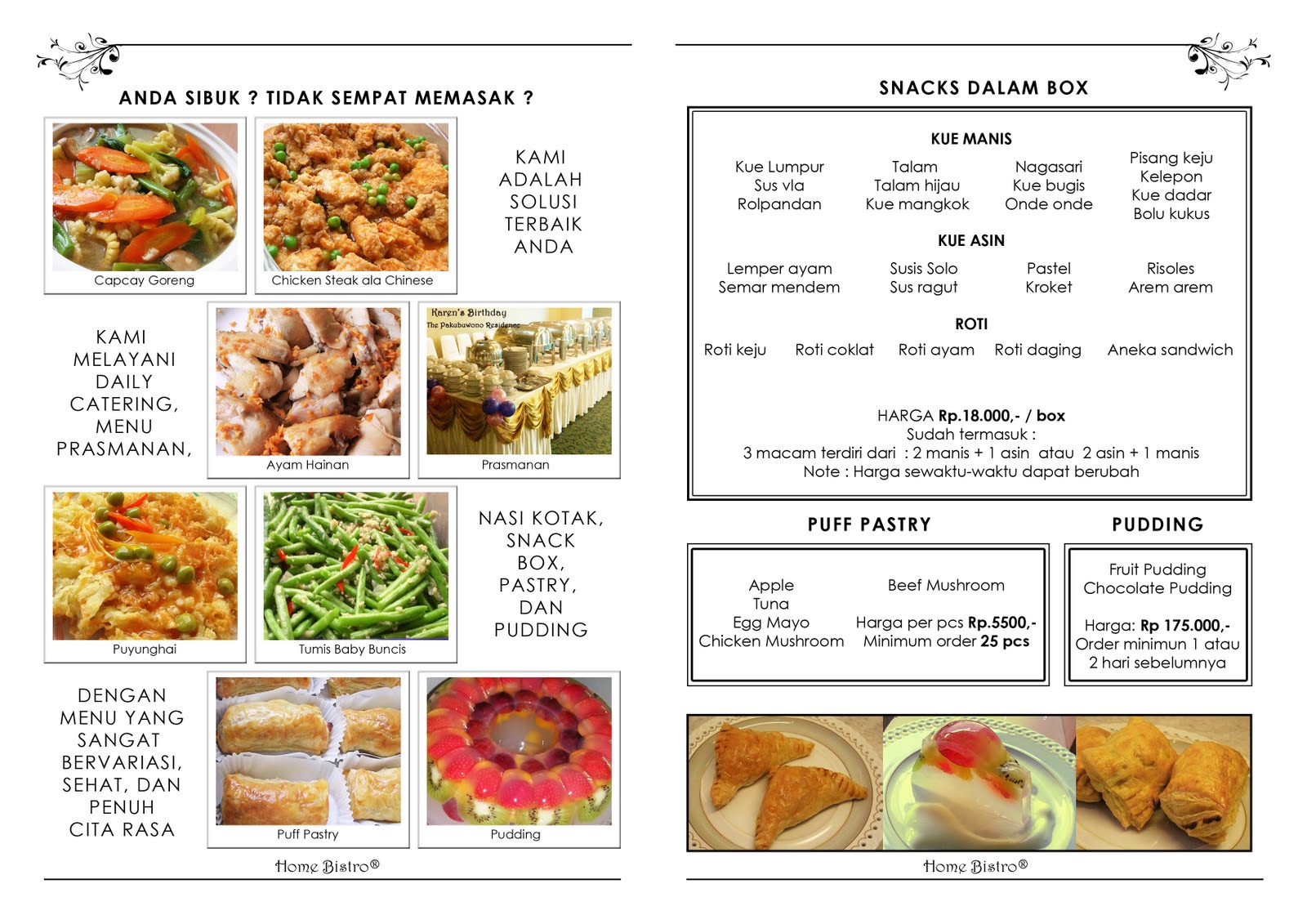 Home Bistro®: Menu