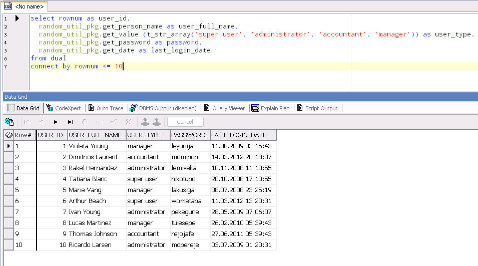 ORA-00001: Unique constraint violated: Generating test data using PL/SQL ORA-00001: Unique constraint violated: Generating test data using PL/SQL