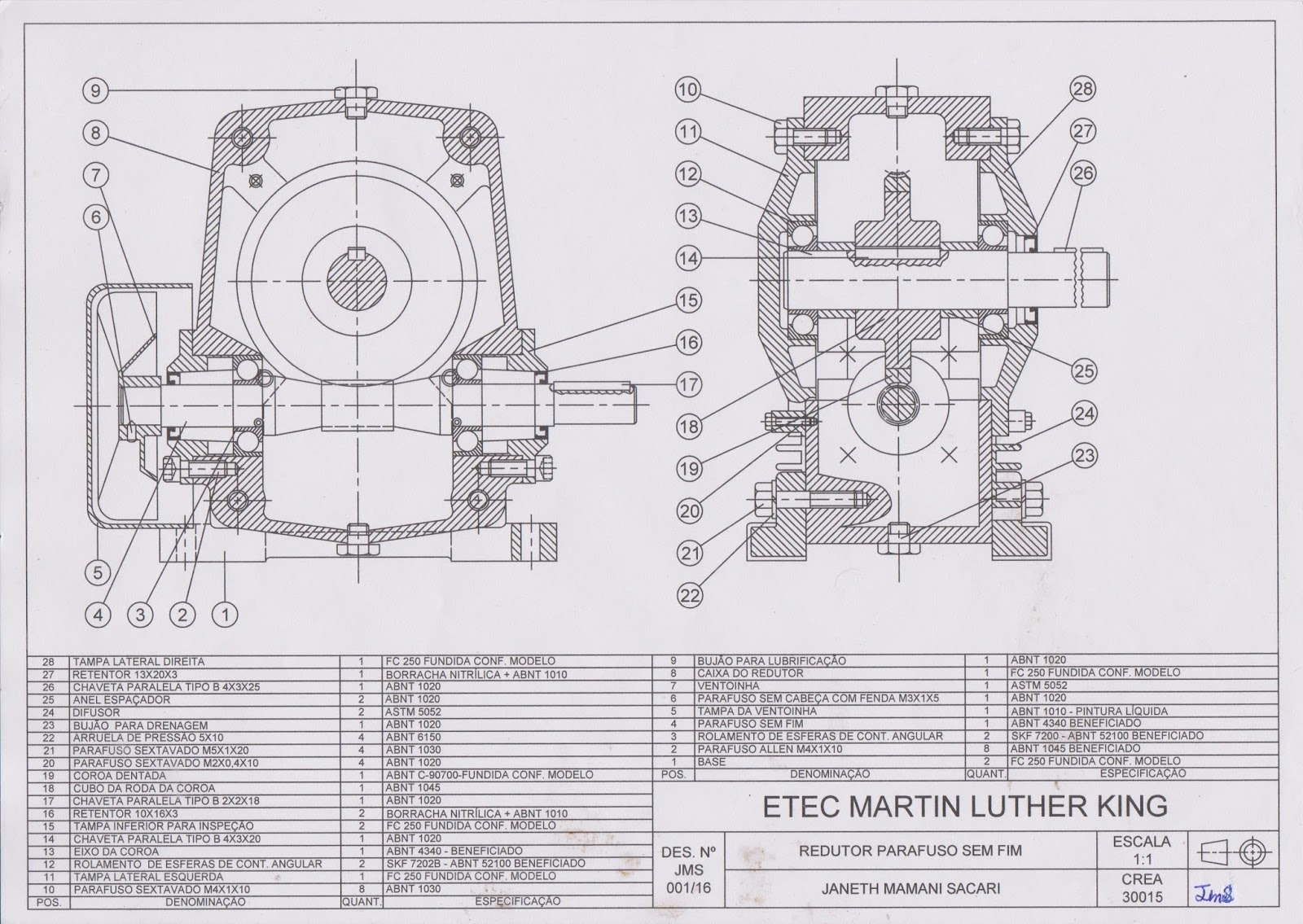 Mecatrônica por Janeth: Redutor Parafuso Sem-Fim