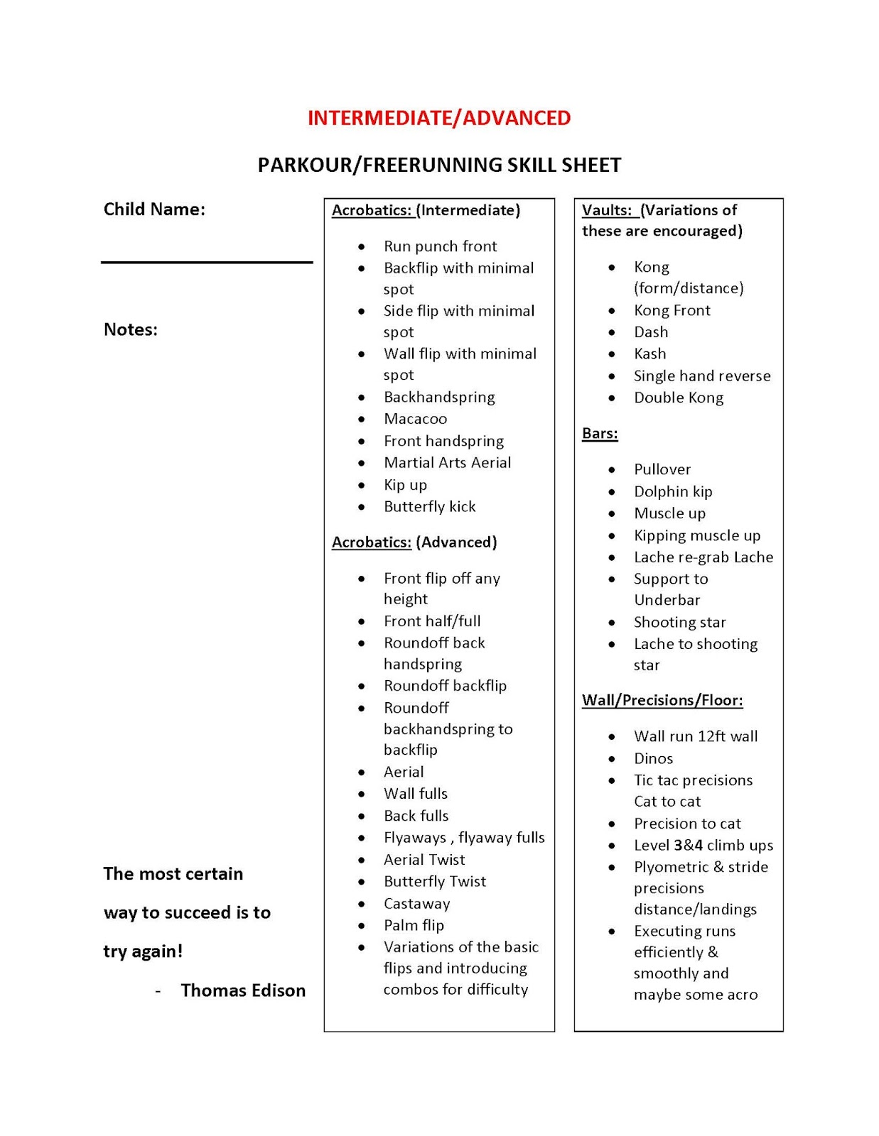 The Parkour & Performing Arts Center (aka Free Flow Academy ...