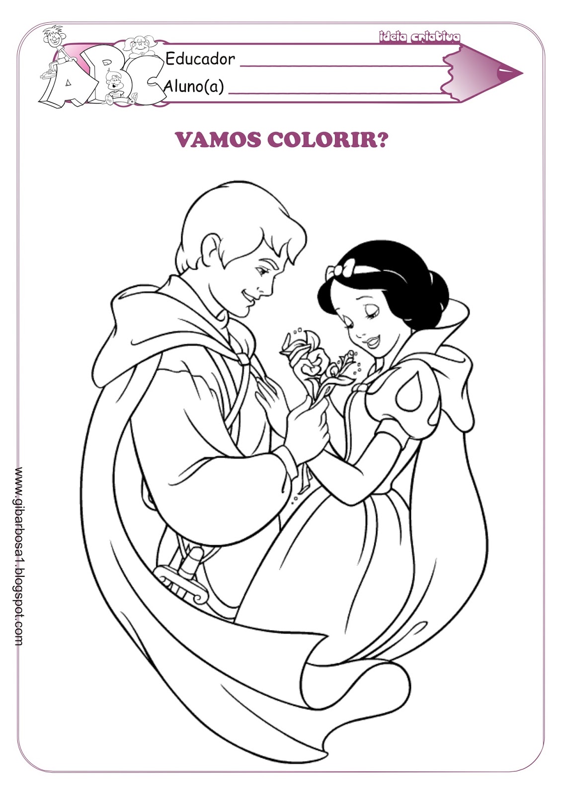 Atividades Conto de Fadas Branca de Neve e os Sete Anões para colorir ...