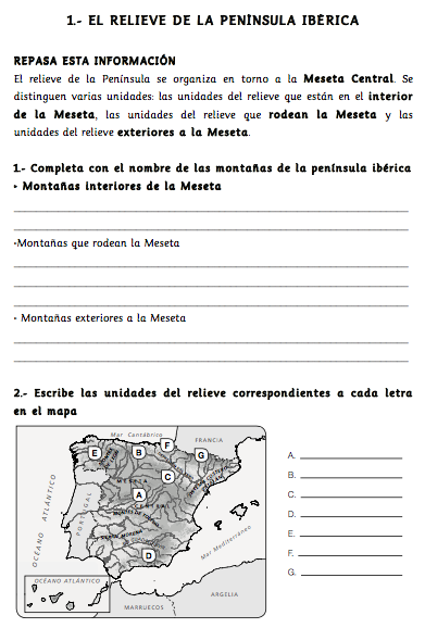Coleydeporte: EL RELIEVE DE LA PENÍNSULA IBÉRICA. REFUERZO Y AMPLIACIÓN.