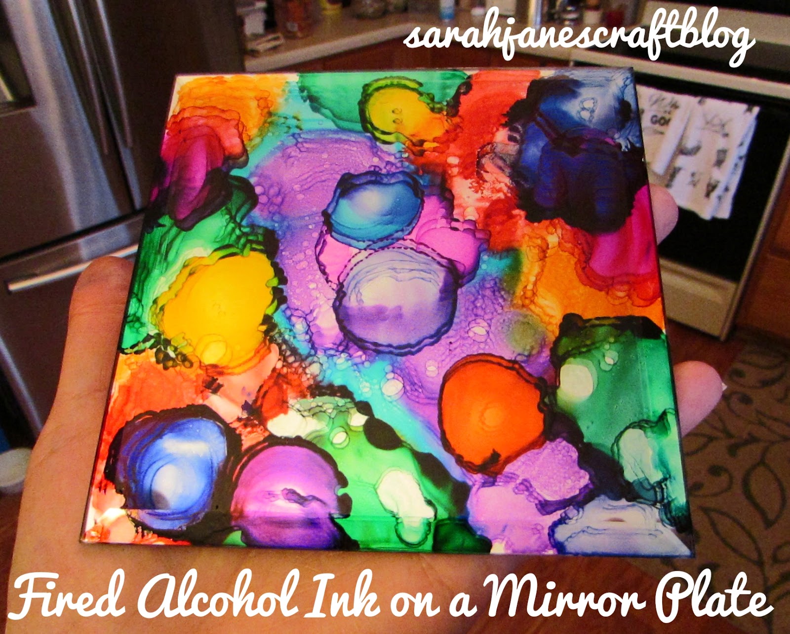 Fired Alcohol Ink on a Mirror Plate