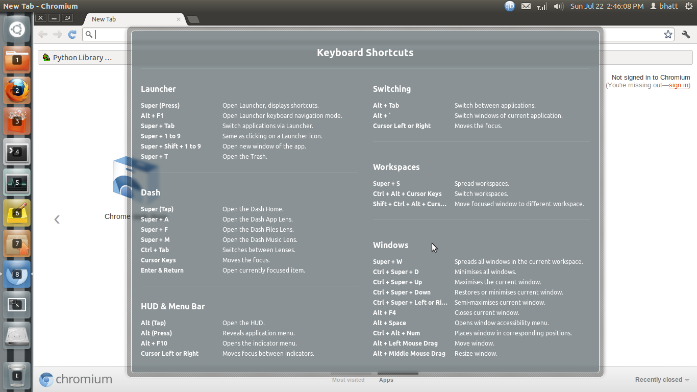 Web Updates Ubuntu Shortcuts Keys