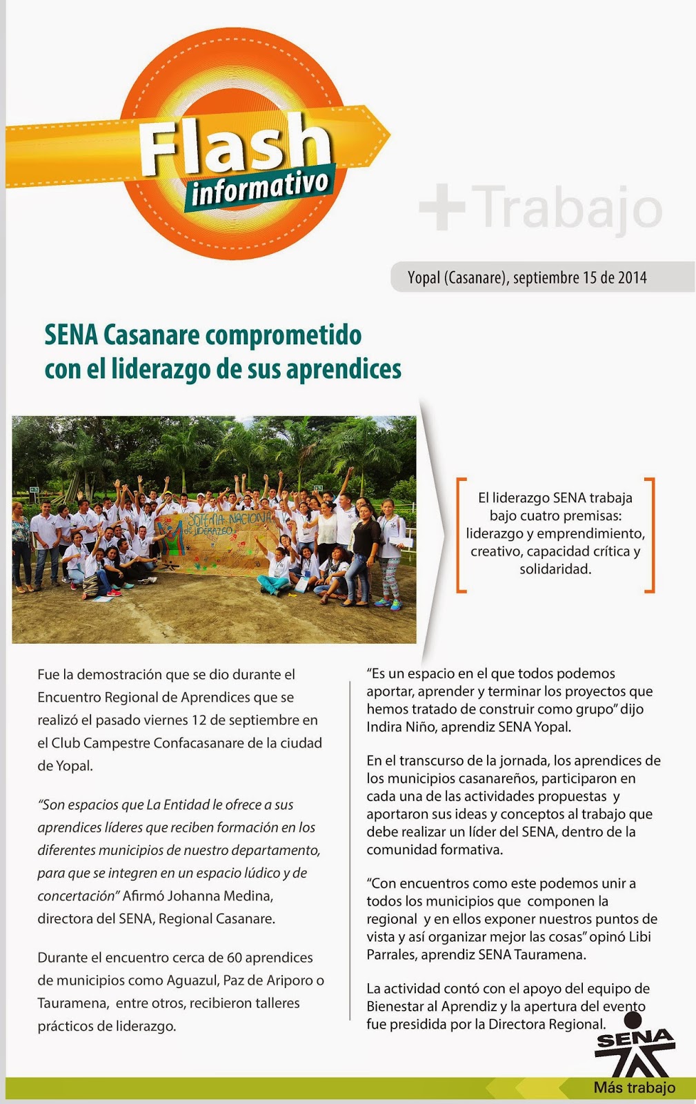 Regional Casanare: FLASH INFORMATIVO