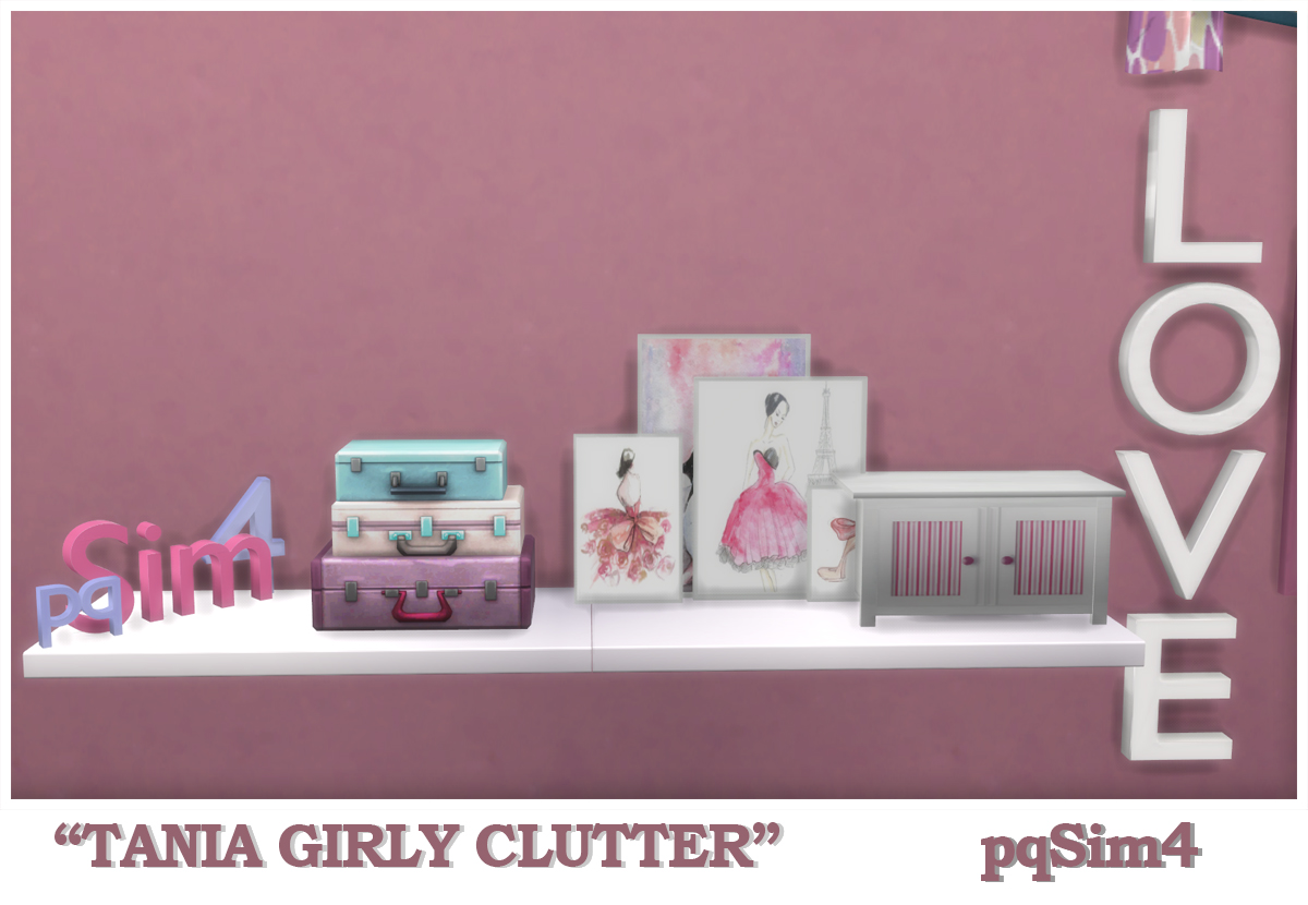 "Tania" Girly Clutter. Sims 4 Custom Content.