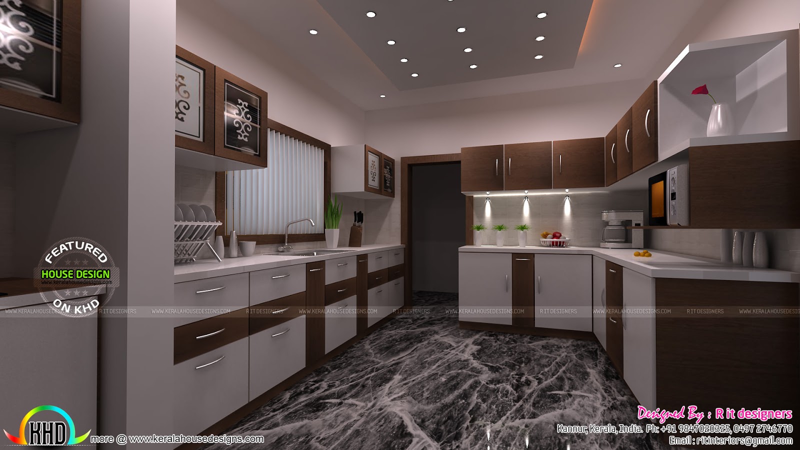 Modular kitchen, living, bathroom and foyer - Kerala Home Design and ...