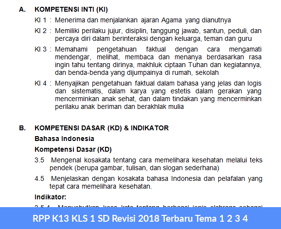 RPP K13 KLS 1 SD Revisi 2019 Terbaru Tema 1 2 3 4 - Biologizone