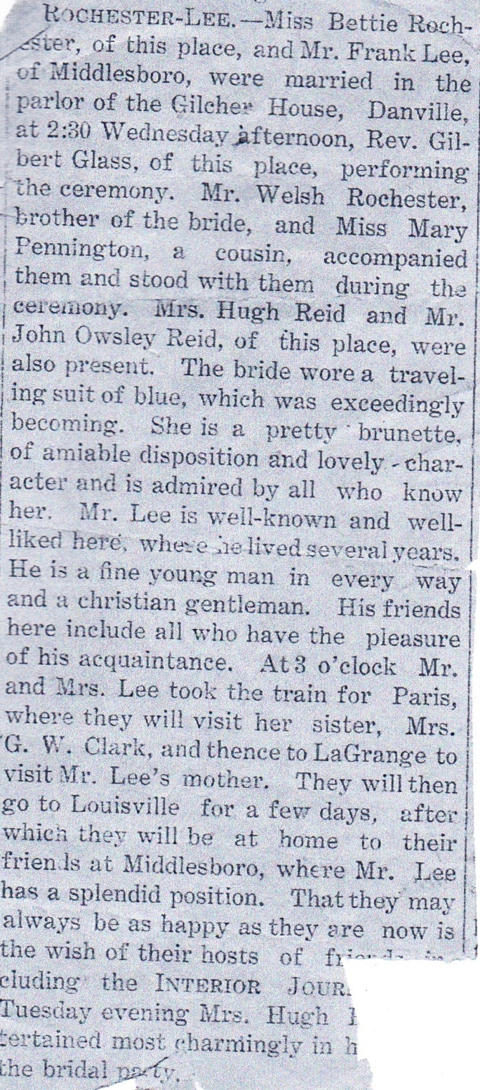 FrankLee, My Dear: A Lee Family History: Amanuensis Monday: Wedding ...