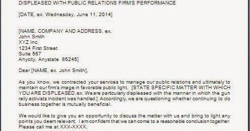 Displeased Letter Format for Poor Service Performance