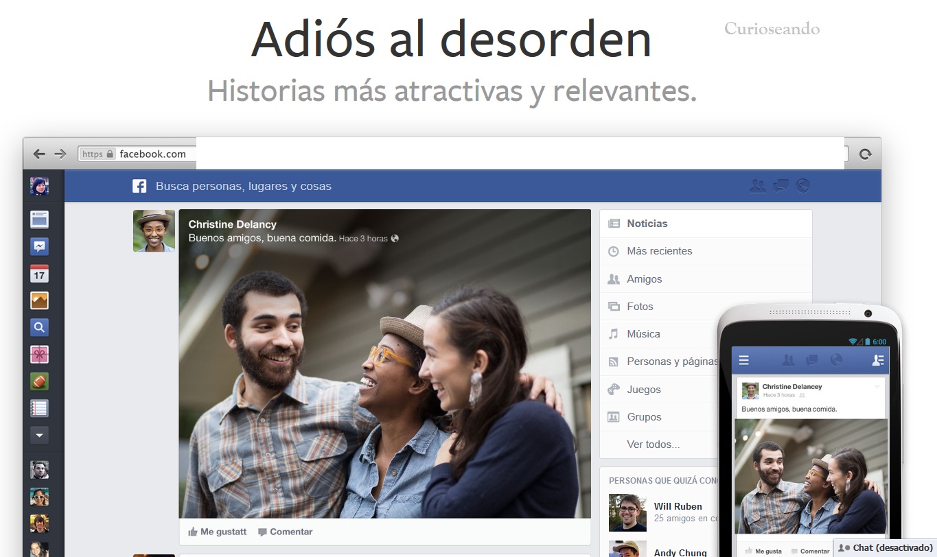 Conoce cómo se verá tu muro de Facebook con el nuevo diseño ~ Curioseando