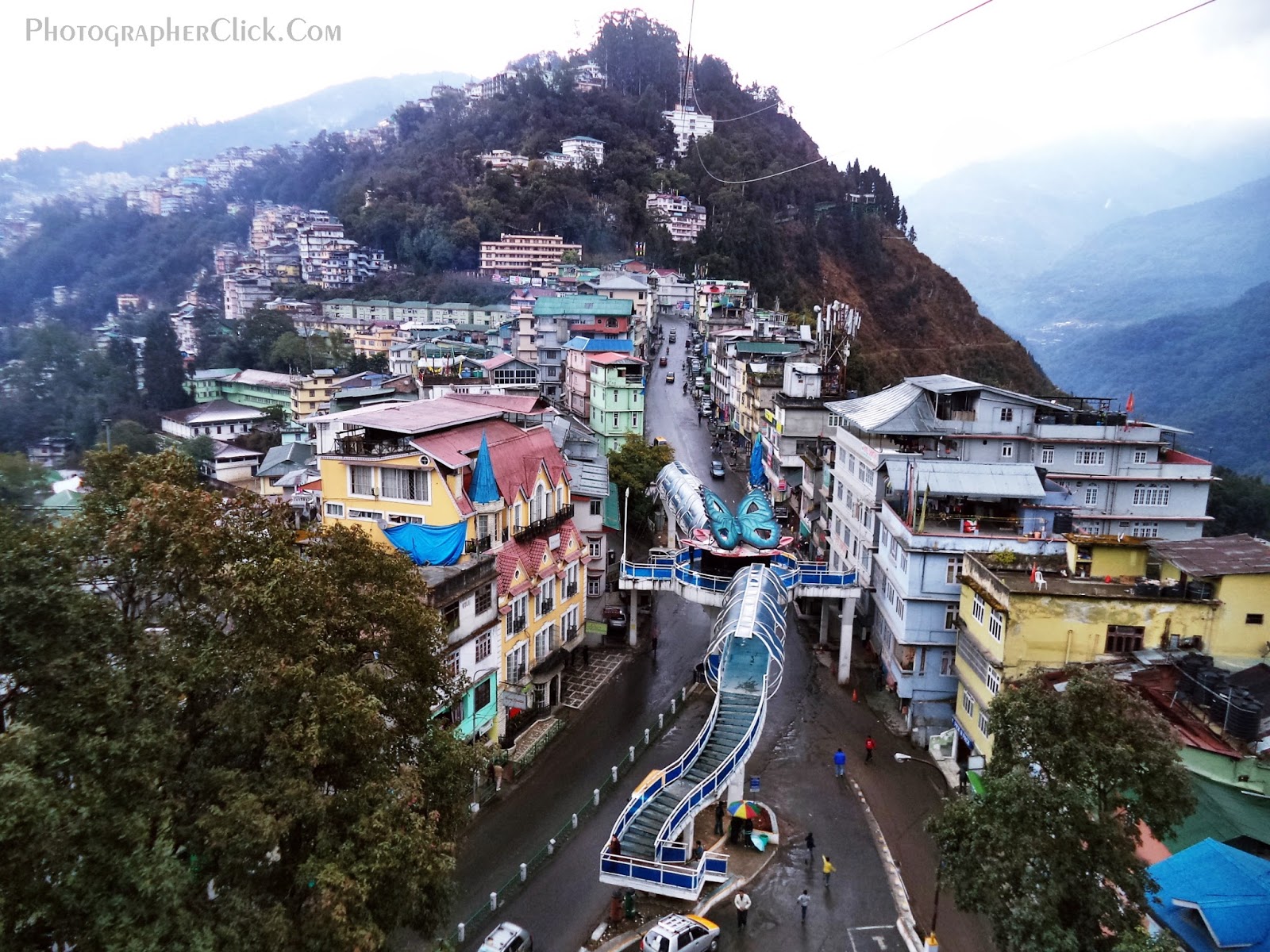 Ropeway View Above Gangtok In Sikkim