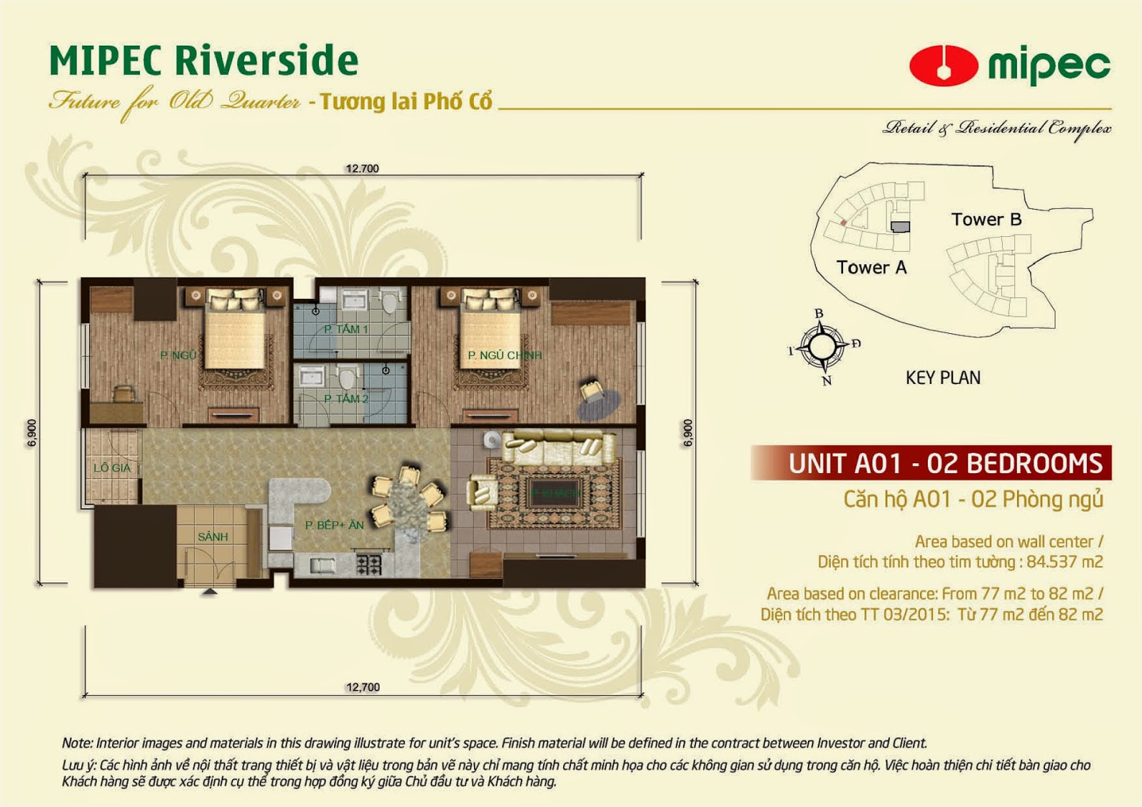 Sơ đồ thiết kế mặt bằng chung cư Mipec Riverside tòa A