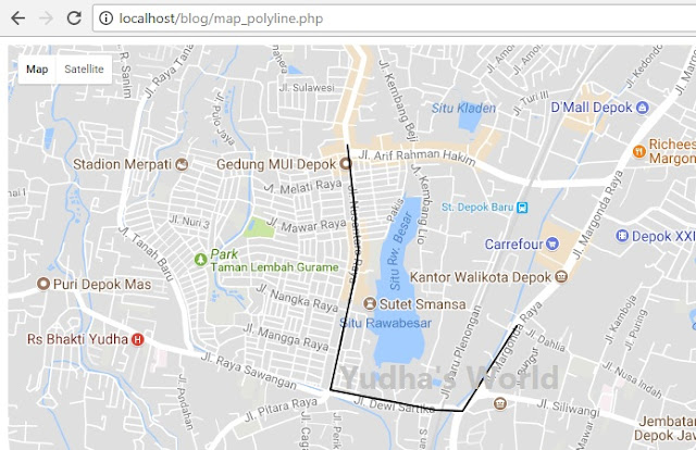 [PHP + MySQL] Menampilkan Data Polyline Google Maps API ~ Yudha's World
