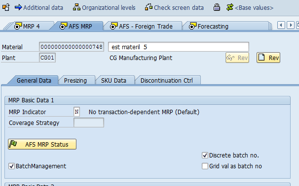SAP Tutorials: AFS Material Master Creation