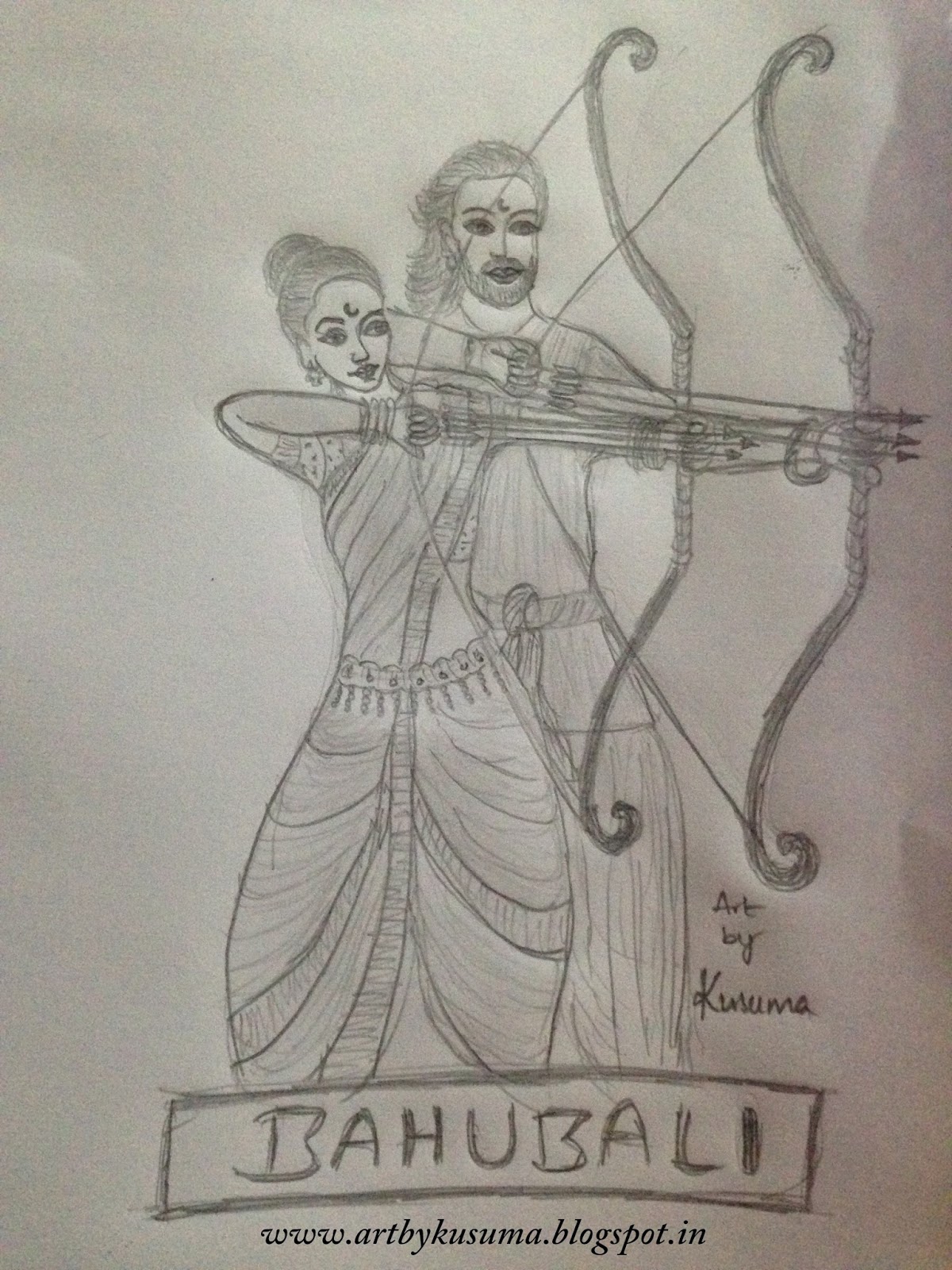 pencil sketches: Bahubali 2 Poster..!!!