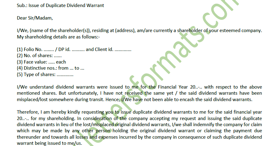 Write Letters online: Letter of Undertaking for Issue of Duplicate ...