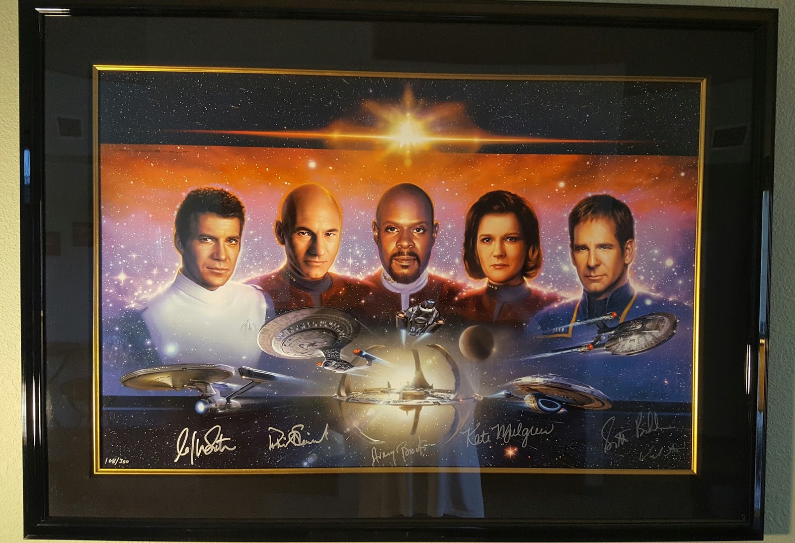 Star Trek Five Captains Rare Lithograph