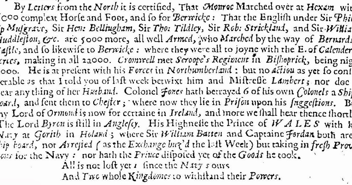 Tyldesley Family History: Sir Thomas Tyldesley — September 1648