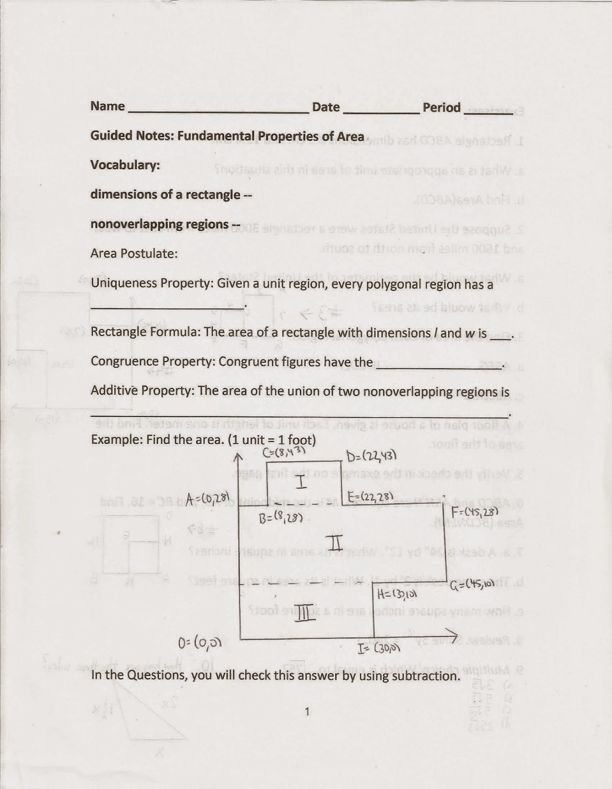 Geometry, Common Core Style: Lesson 8-3: Fundamental Properties of Area ...