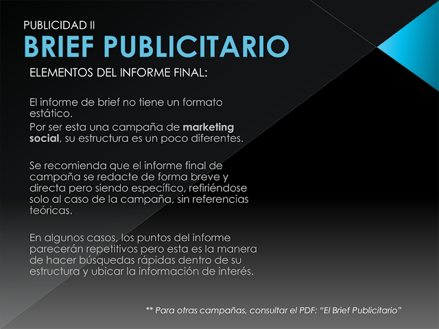 Publicidad II: Estructura del brief final. Ejemplos de Presentación ...