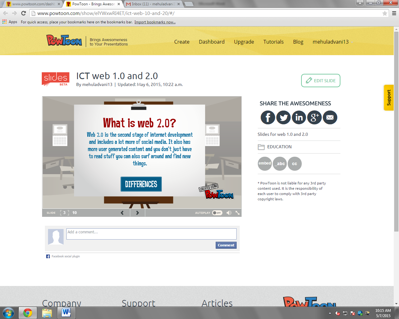 My Space: Screen shots for web 1.0 and 2.0