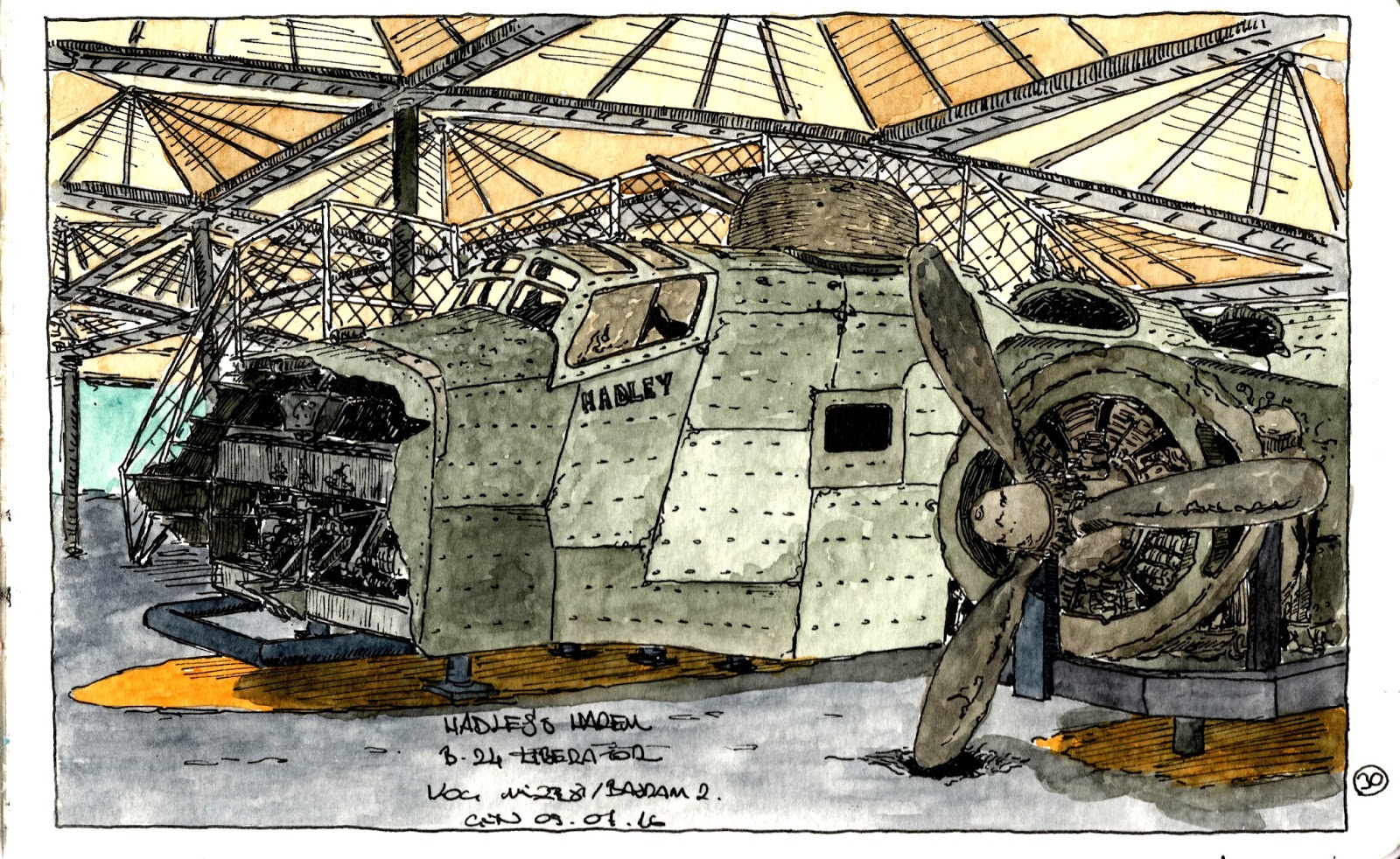 Yerinde Çizer: Hadley's Harem B-24 Liberator Drawing