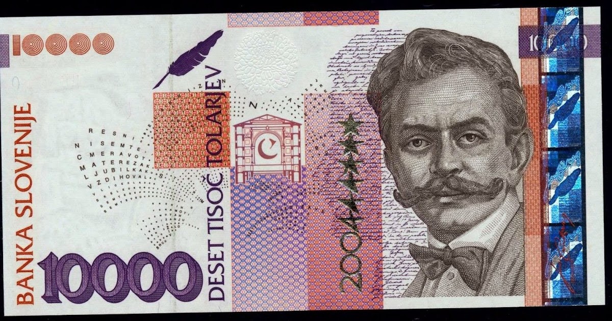 Slovenia 10000 tolarjev banknote 2000 Ivan Cankar|World Banknotes ...