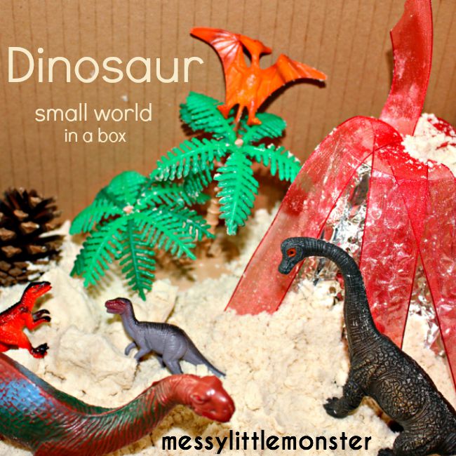 Dinosaur Small World with Cloud Dough Recipe - Messy Little Monster
