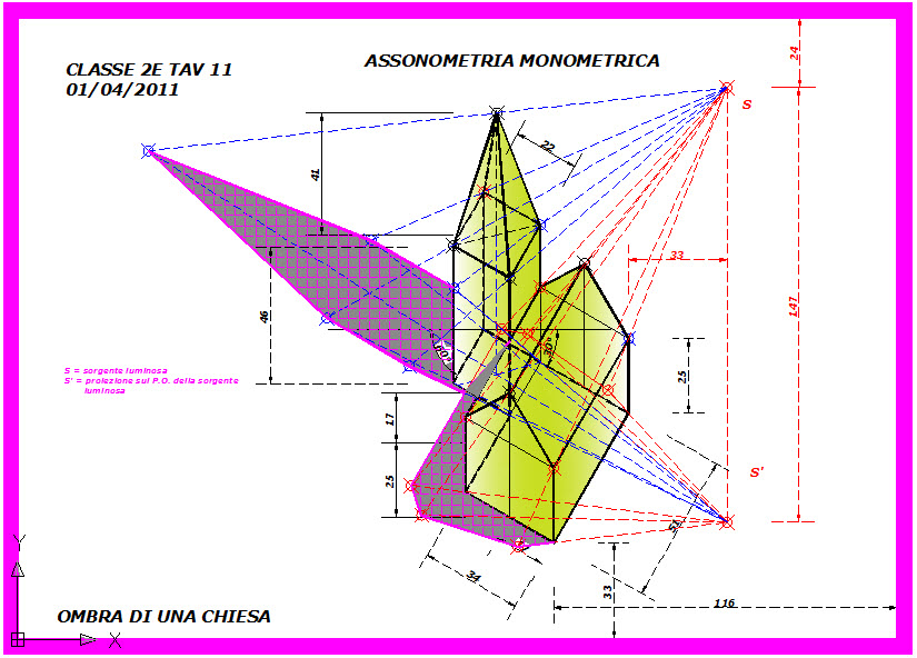 Disegno: Ombra in assonometria con luce puntiforme