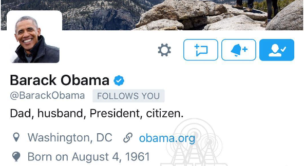 Former US president Barack Obama returns to his original twitter handle