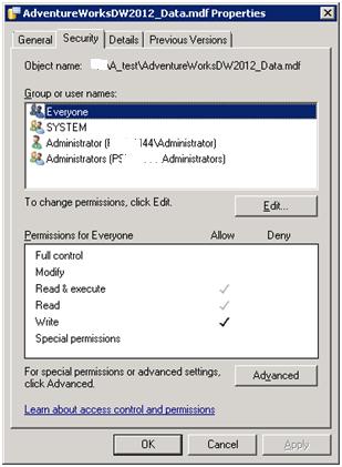 SQL Solutions: Microsoft SQL Server, Error: 5120 (Access Denied)