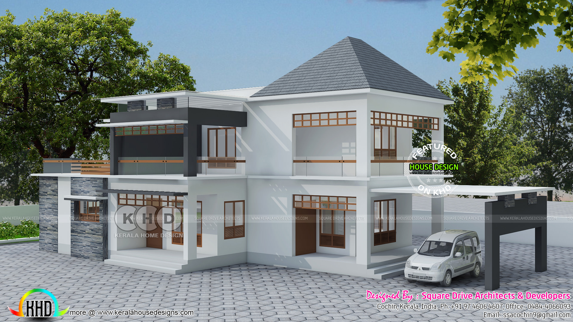 Modern 4 BHK residence plan - Kerala Home Design and Floor Plans - 9K ...