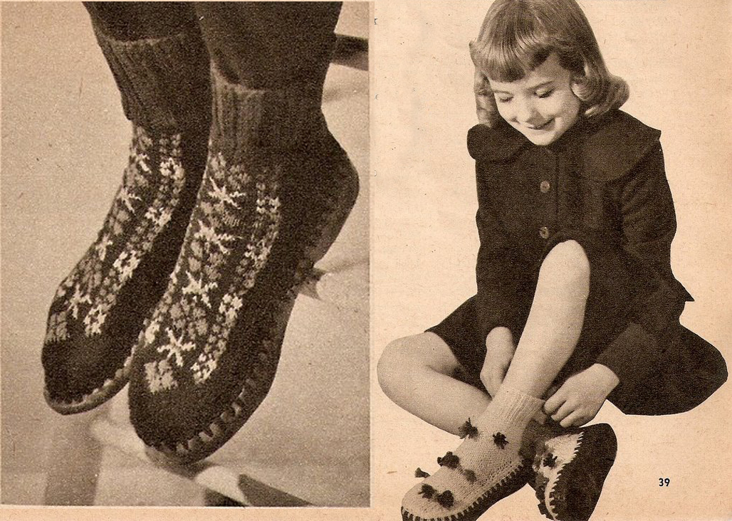 The Vintage Pattern Files: 1950's Knitting - Slipper Socks