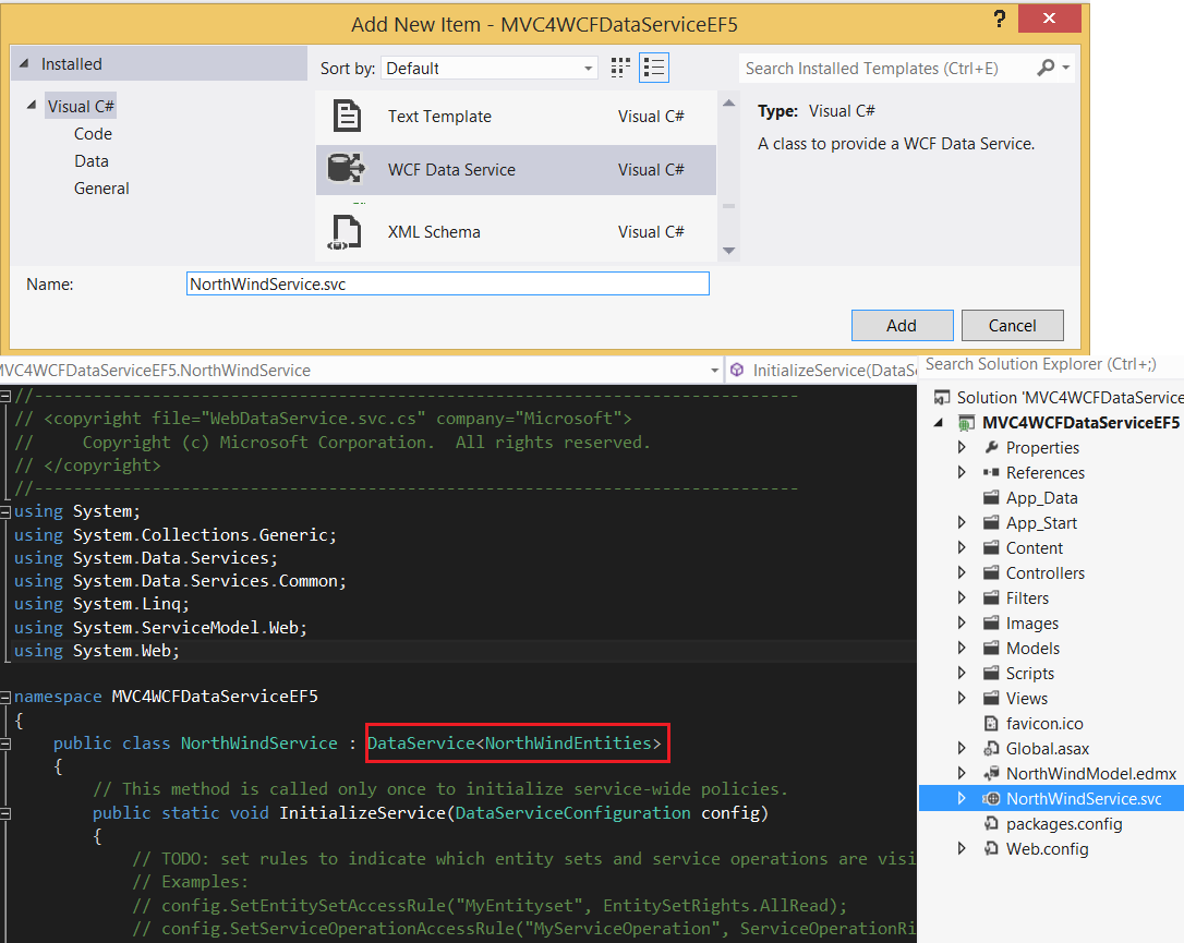 Knowledge Sharing Hosting Asp Mvc4 And Wcf Data Service Together With Entity Framework