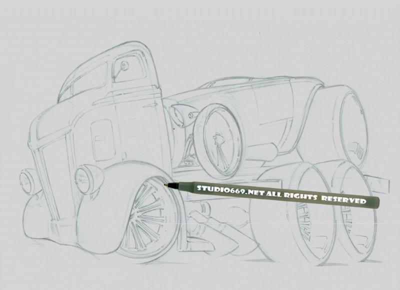 KOOL NUZE from the Drawing Table: '47 Ford COE/"2032" Roadster