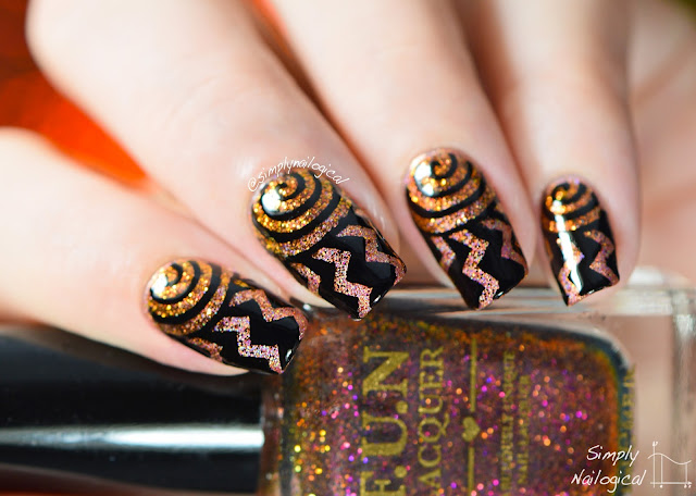 Simply Nailogical: Multi-chrome glitter sun rays... with nail vinyls!