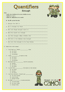 Quantifiers: Enough | My English Printable Worksheets