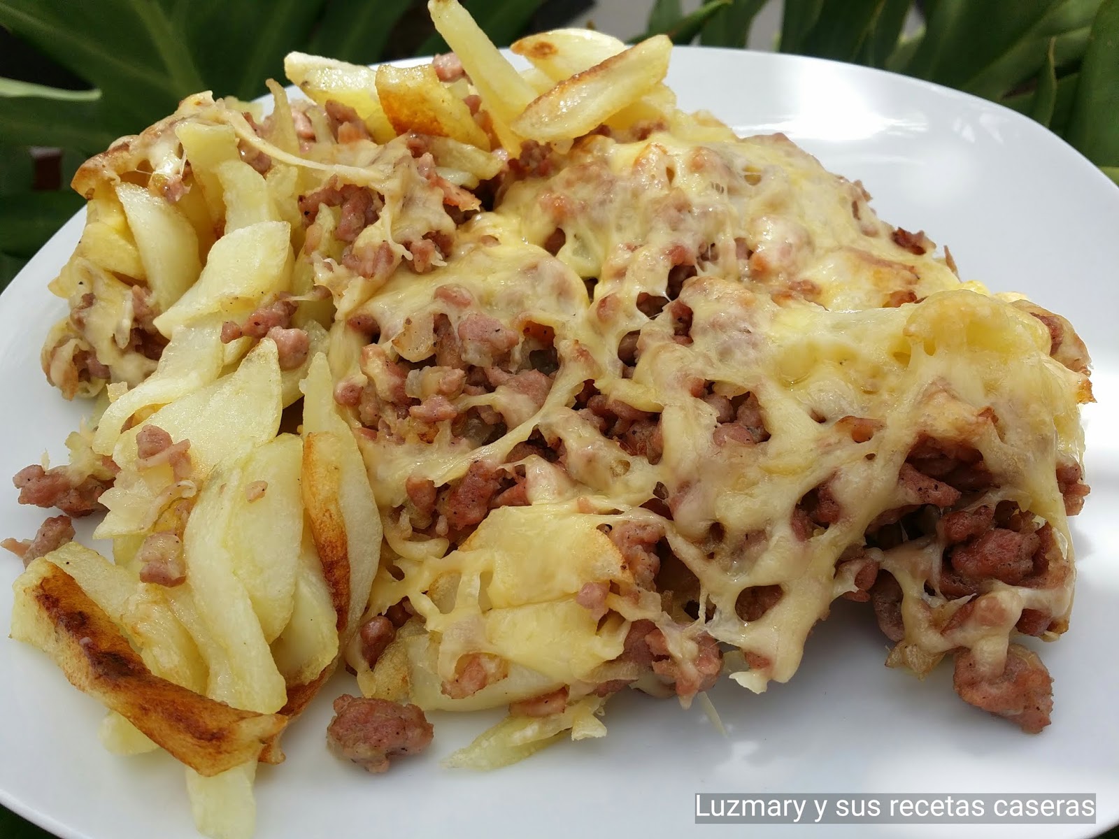 Luzmary y sus recetas caseras: PAPAS FRITAS GRATINADAS CON CARNE -BACON ...