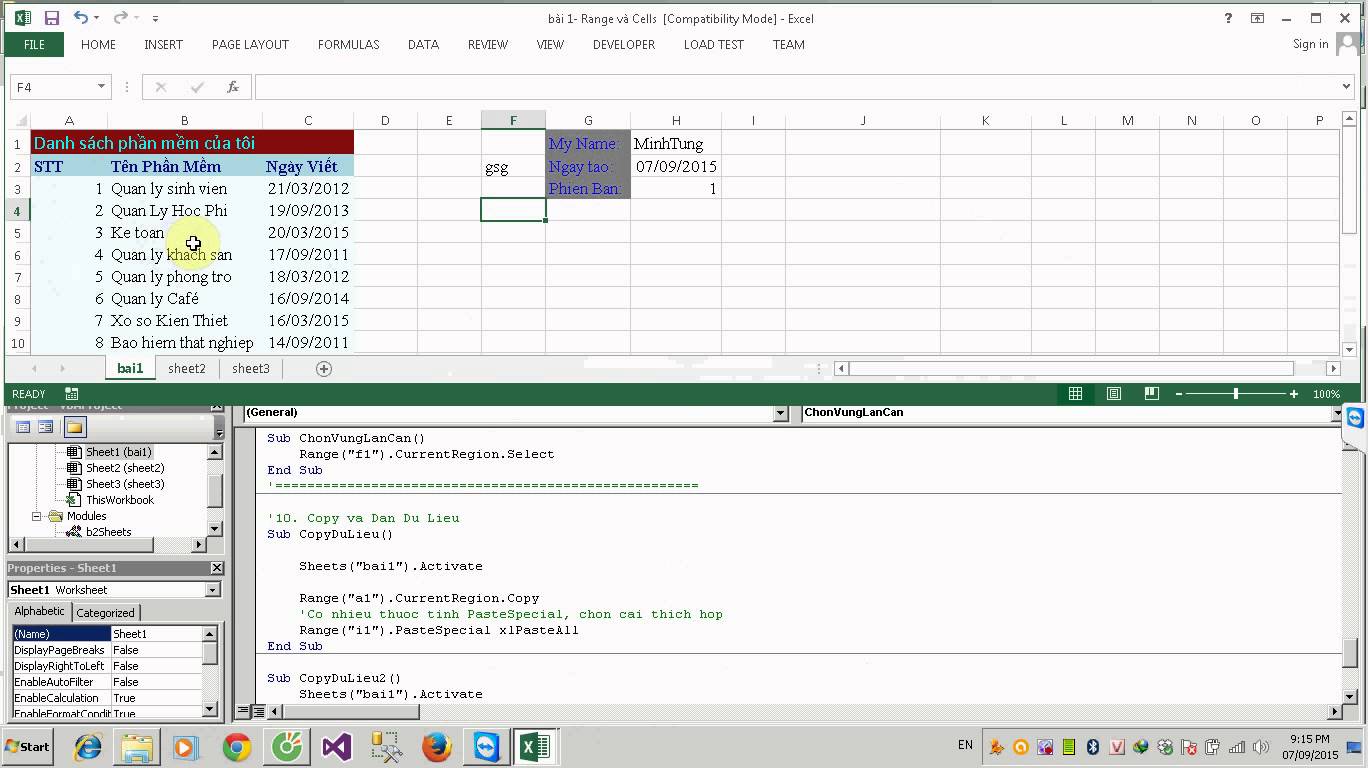 Thư viện xây dựng: Lập trình VBA trong excel